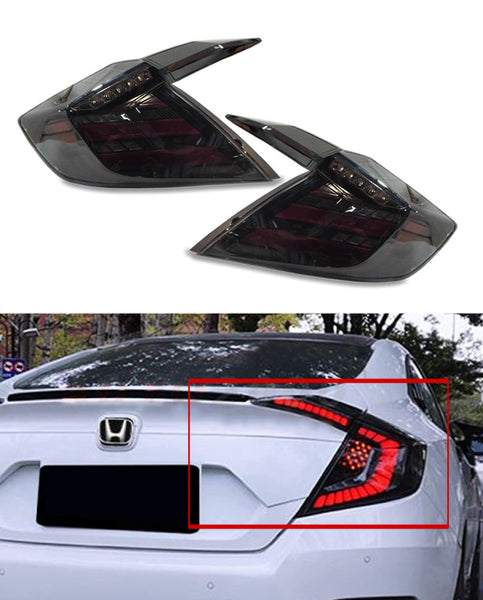 Honda Civic Back Lamps Dragon Scale Style Smoke - Model 2016-2021 – Trims